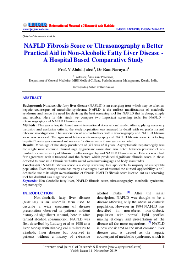 (PDF) NAFLD Fibrosis Score or Ultrasonography a Better Practical Aid in ...