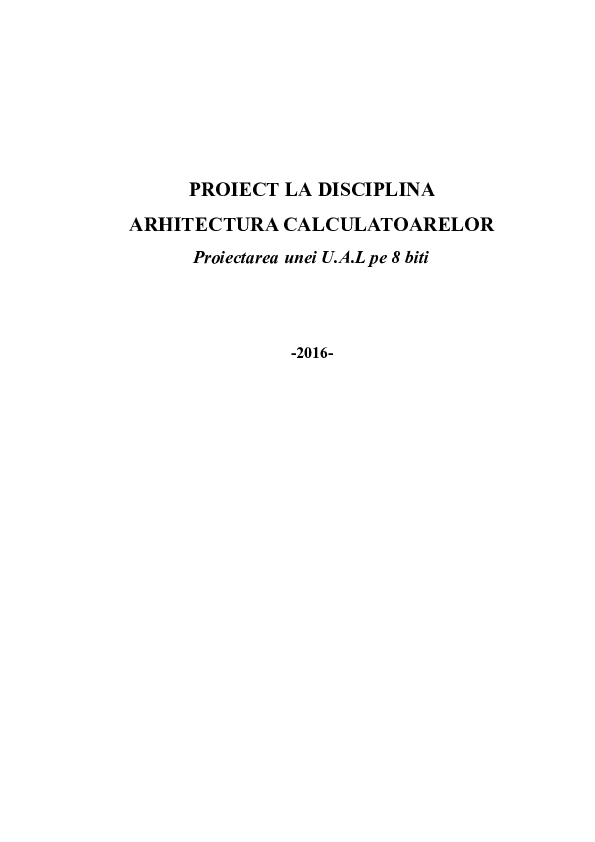(DOC) PROIECT LA DISCIPLINA ARHITECTURA CALCULATOARELOR