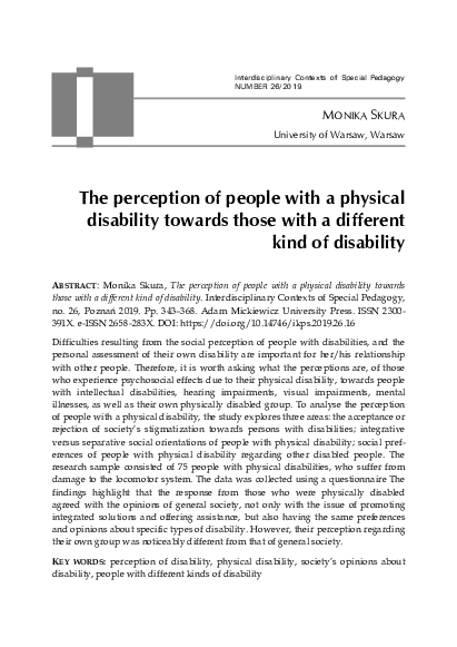 (PDF) The perception of people with a physical disability towards those ...