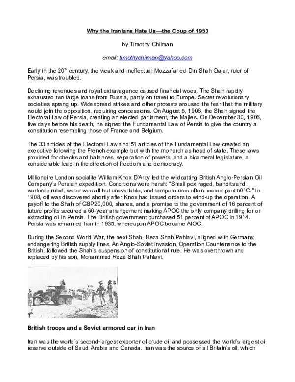 (DOC) The CIA-Backed Coup in Iran in 1953