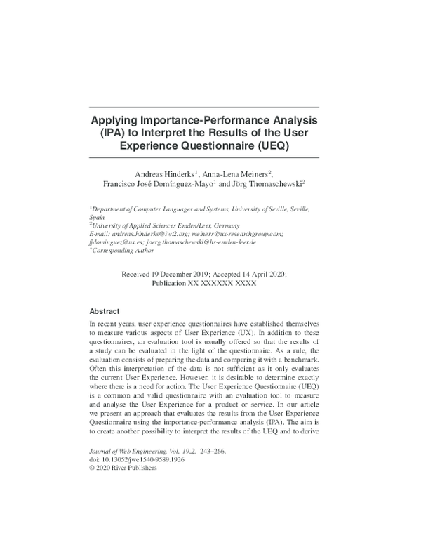 (PDF) JWE Applying Importance Performance Analysis (IPA) to Interpret ...