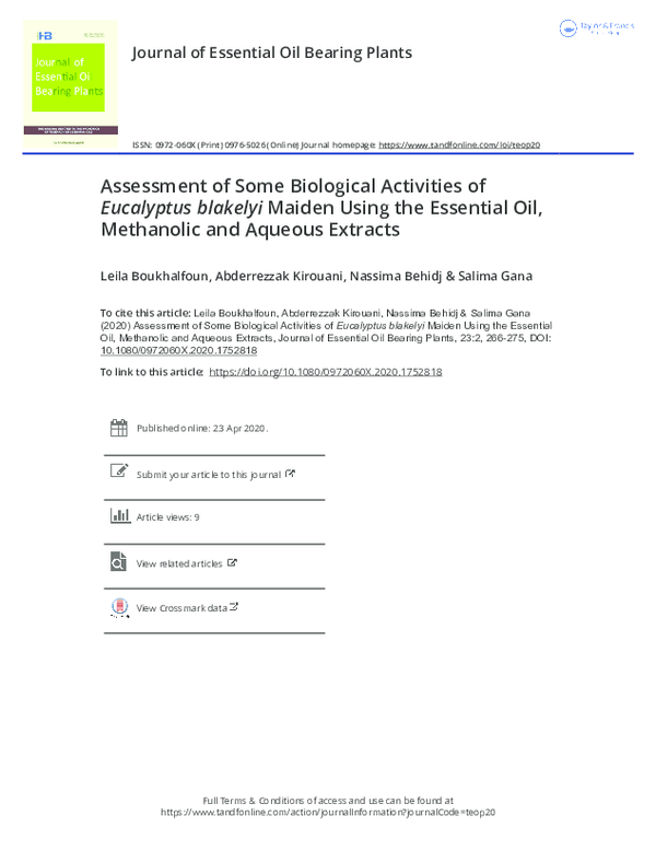 (PDF) Journal of Essential Oil Bearing Plants Assessment of Some Biological Activities of ...