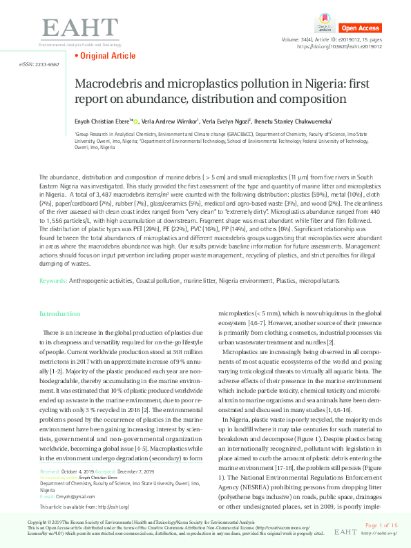 Pdf Macrodebris And Microplastics Pollution In Nigeria First Report