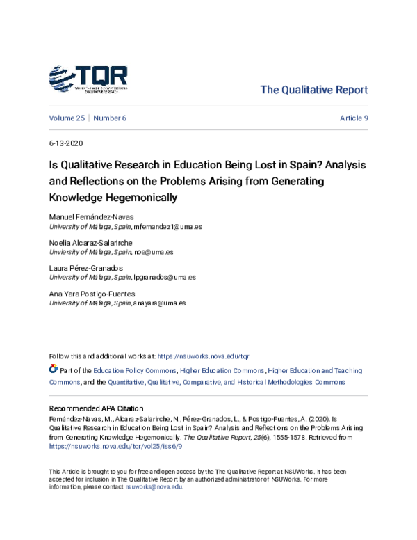 (PDF) Is Qualitative Research in Education Being Lost in Spain ...