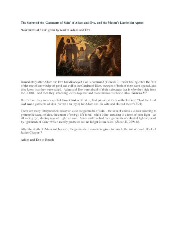 (PDF) The Secret of the 'Garments of Skin' of Adam and Eve, and the ...