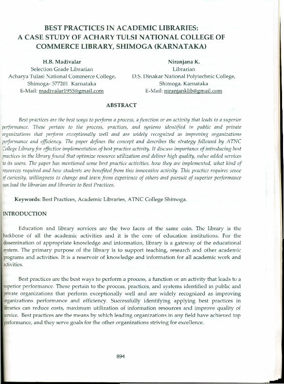 (PDF) BEST PRACTICES IN ACADEMIC LIBRARIES: A CASE STUDY OF ACHARY ...