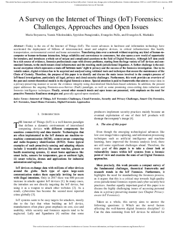 (PDF) (IoT) Forensics Challenges, Approaches and Open Issues