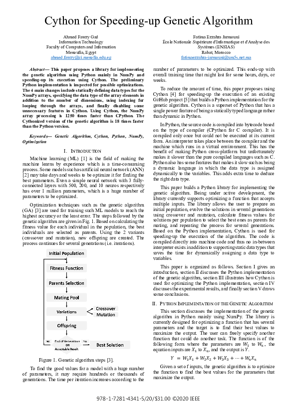 Pdf Cython For Speeding Up Genetic Algorithm