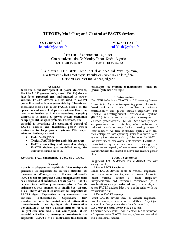 (PDF) THEORY, Modelling and Control of FACTS devices | Amal Nair ...