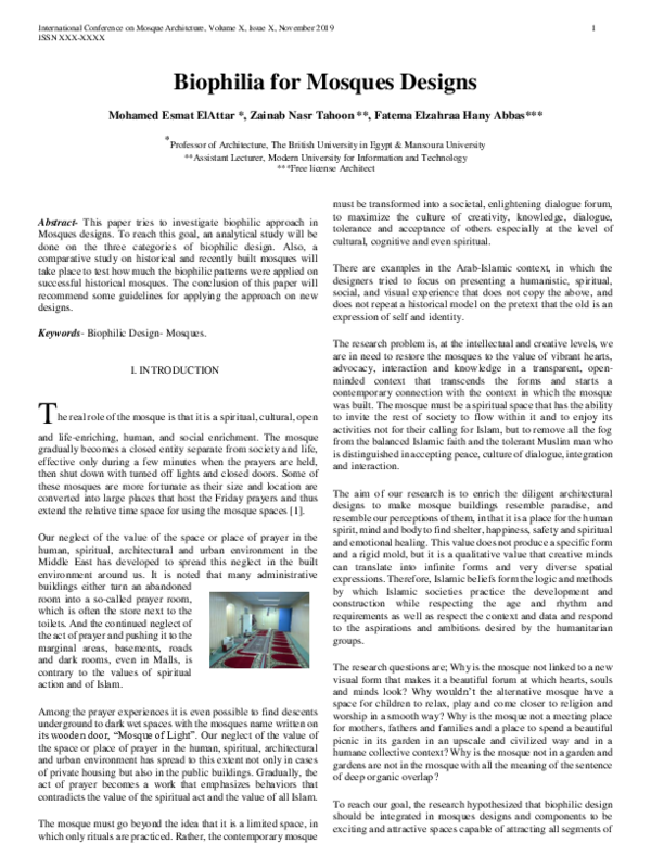 (PDF) Biophilia for Mosques Designs