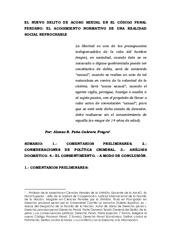 Pdf El Nuevo Delito De Acoso Sexual En El CÓdigo Penal Peruano El 8475