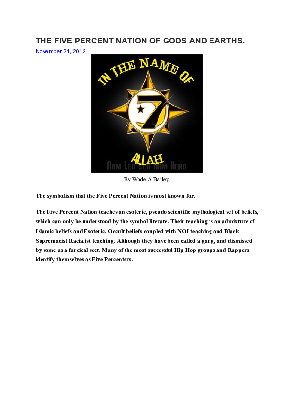 (PDF) THE FIVE PERCENT NATION OF GODS AND EARTHS.