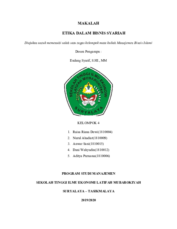 (DOC) MAKALAH ETIKA DALAM BISNIS SYARIAH