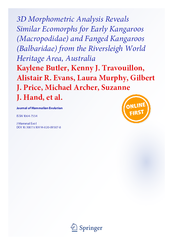 (PDF) 3D ; Morphometric Analysis Reveals Similar Ecomorphs for Early ...