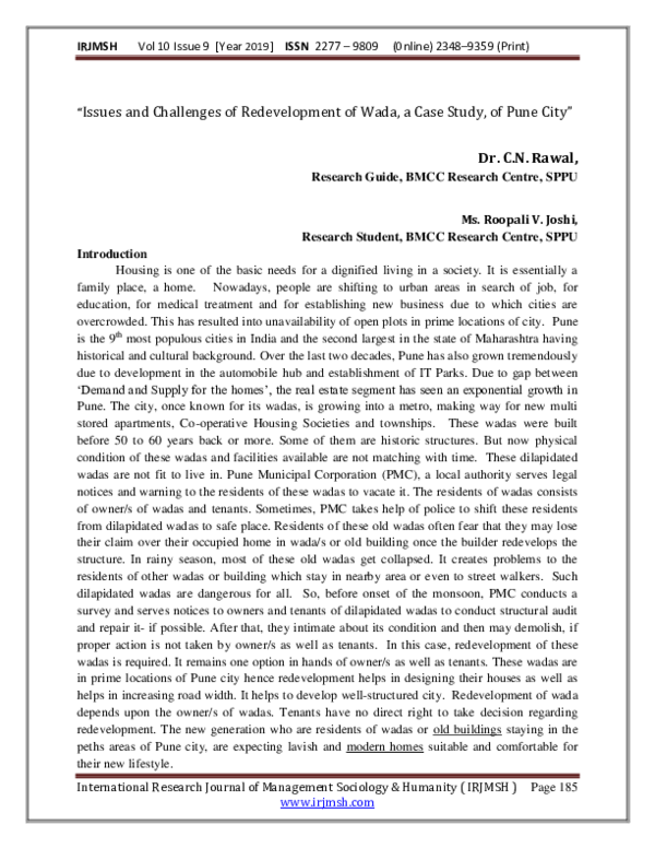 (PDF) Issues and Challenges of Redevelopment of Wada, a Case Study, of ...