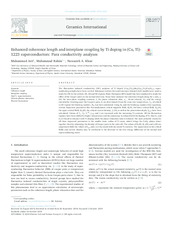 (PDF) Enhanced coherence length and interplane coupling by Ti doping in ...