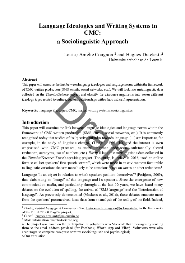 (PDF) Language Ideologies and Writing Systems in CMC: a Sociolinguistic Approach