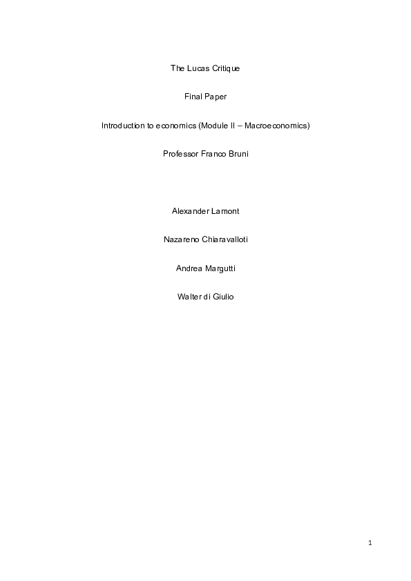 (PDF) Lucas Critique