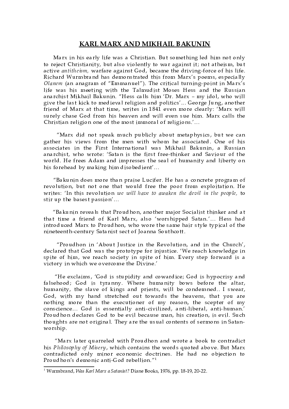 (DOC) KARL MARX AND MIKHAIL BAKUNIN