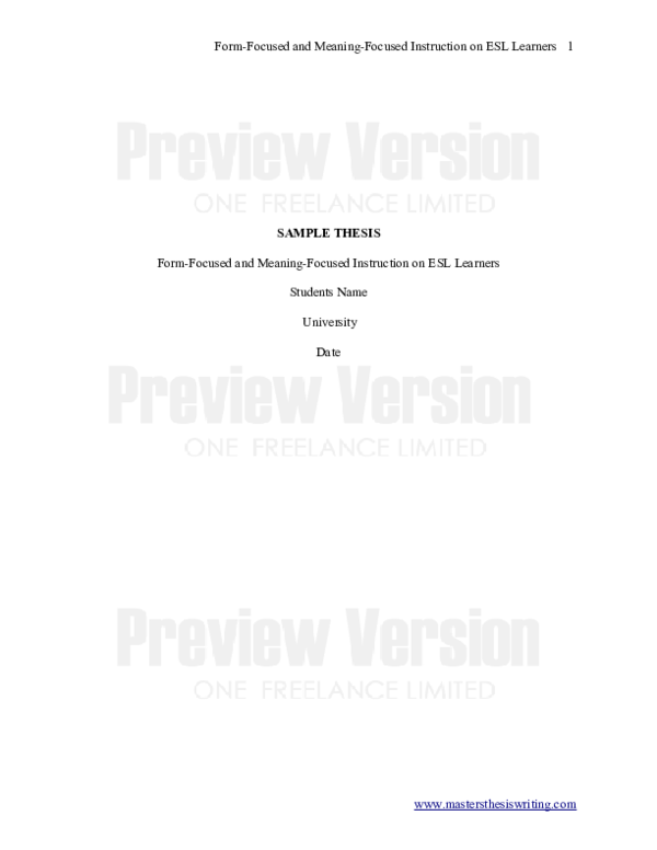 Pdf Form Focused And Meaning Focused Instruction On Esl Learners