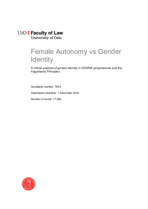 (PDF) Female Autonomy vs Gender Identity A critical analysis of gender ...