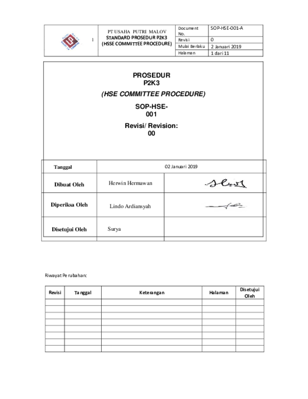 (PDF) STANDARD PROSEDUR P2K3 (HSSE COMMITTEE PROCEDURE) PROSEDUR P2K3 (HSE COMMITTEE PROCEDURE