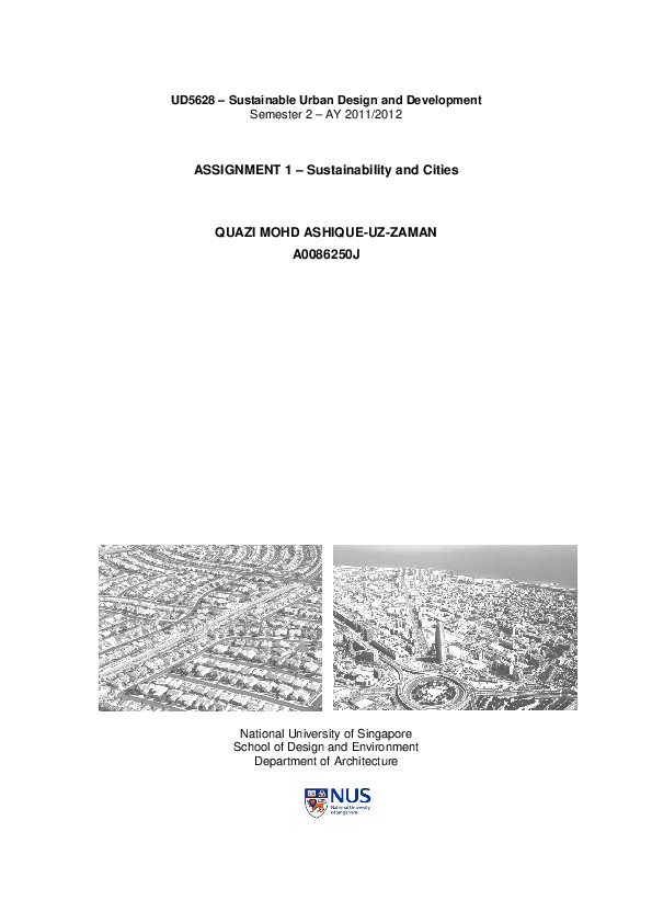 (PDF) Sustainable Urban Design and Development -Sustainability and Cities