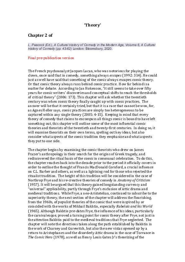 (DOC) Comic Theory Since 1920 (2020)