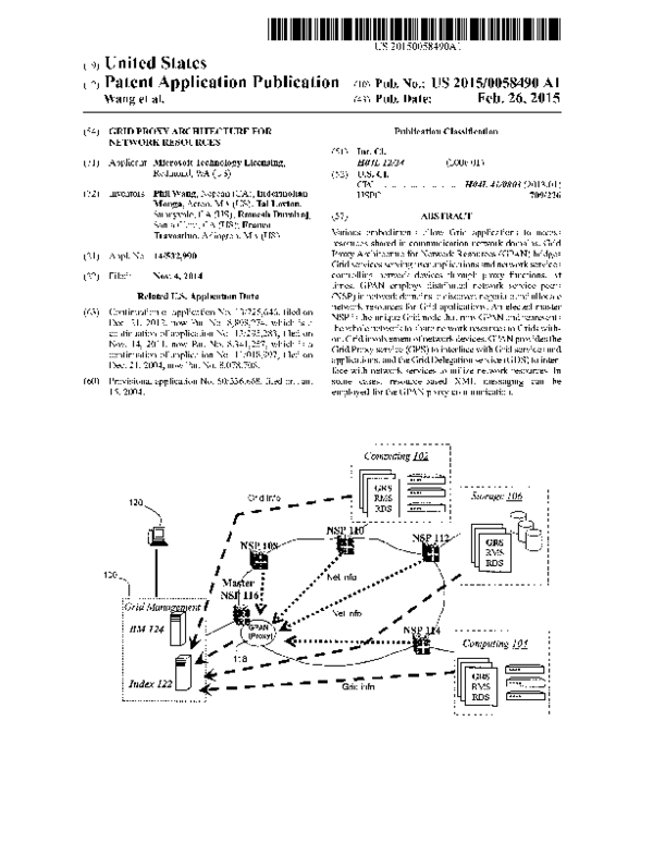 Pdf Us20150058490 Grid Proxy Architecture For Network Resources