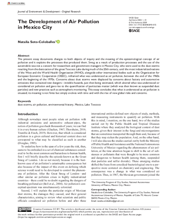 (PDF) The Development of Air Pollution in Mexico City