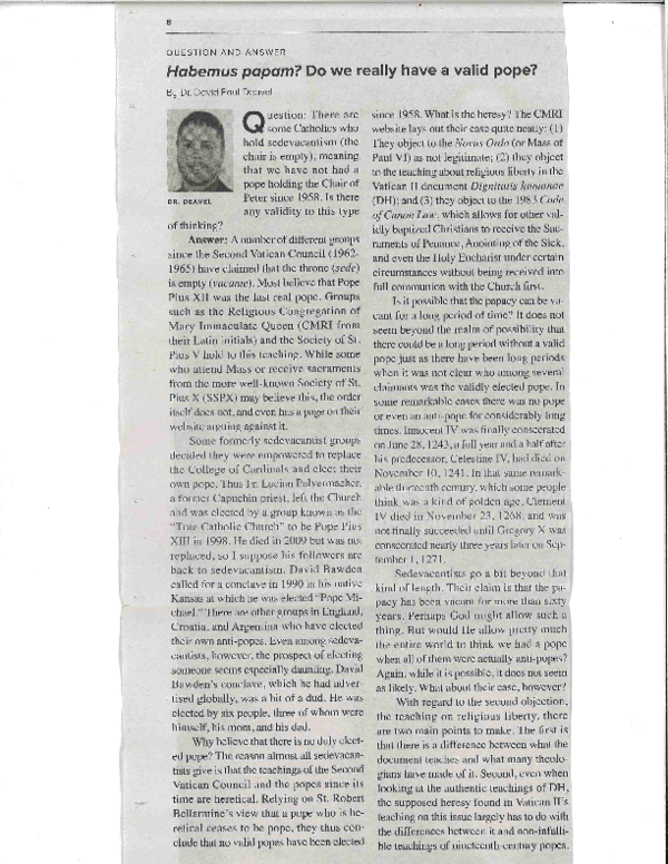 (PDF) Habemus papam? Do we really have a valid pope?