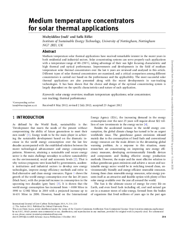 (PDF) Medium temperature concentrators for solar thermal applications