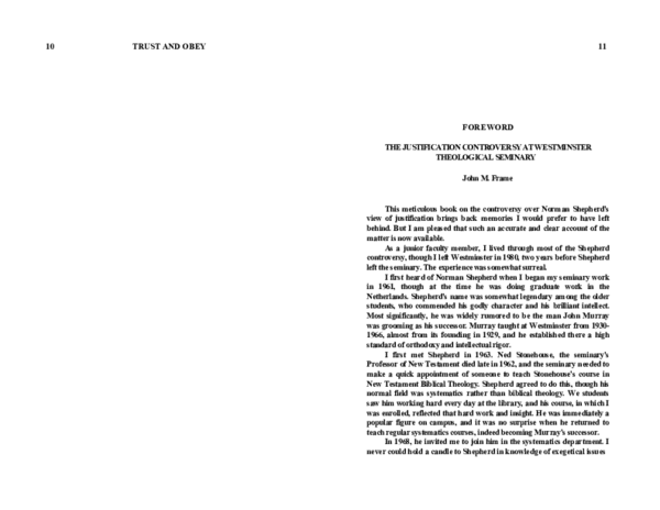 (PDF) John Frame: Foreword to "Trust and Obey:The Justification ...