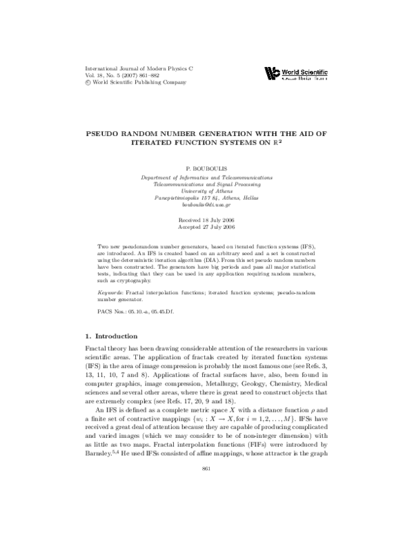 (PDF) Pseudo Random Number Generation with the Aid of Iterated Function ...