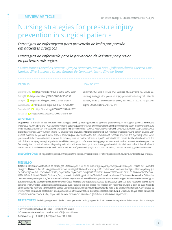 (PDF) Nursing strategies for pressure injury prevention in surgical ...