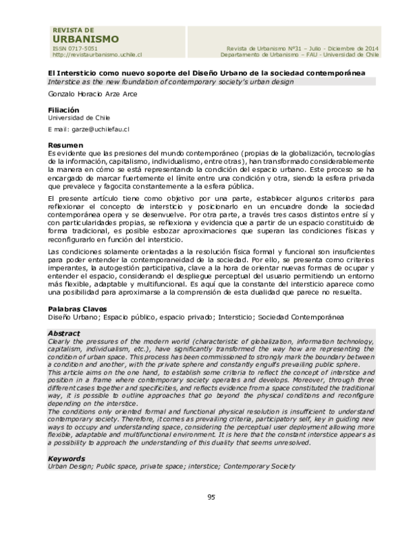 (PDF) Arze, G. - El Intersticio como nuevo soporte del Diseño Urbano de ...