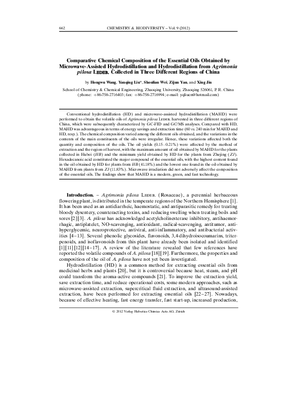 (PDF) Comparative Chemical Composition of the Essential Oils Obtained by Microwave-Assisted ...