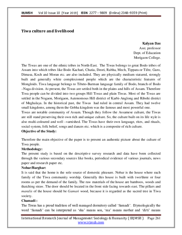 (PDF) Tiwa culture and livelihood