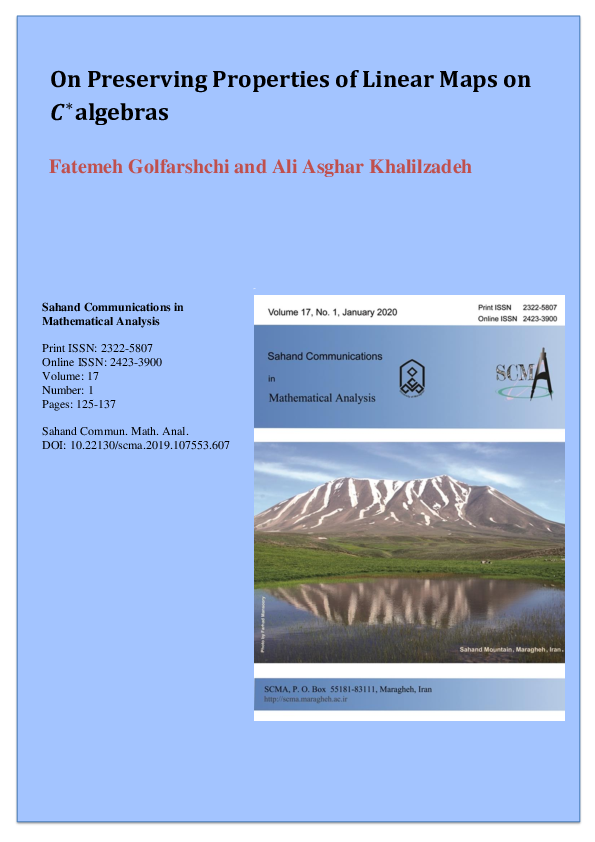 (PDF) On Preserving Properties of Linear Maps on * algebras Sahand Communications in ...