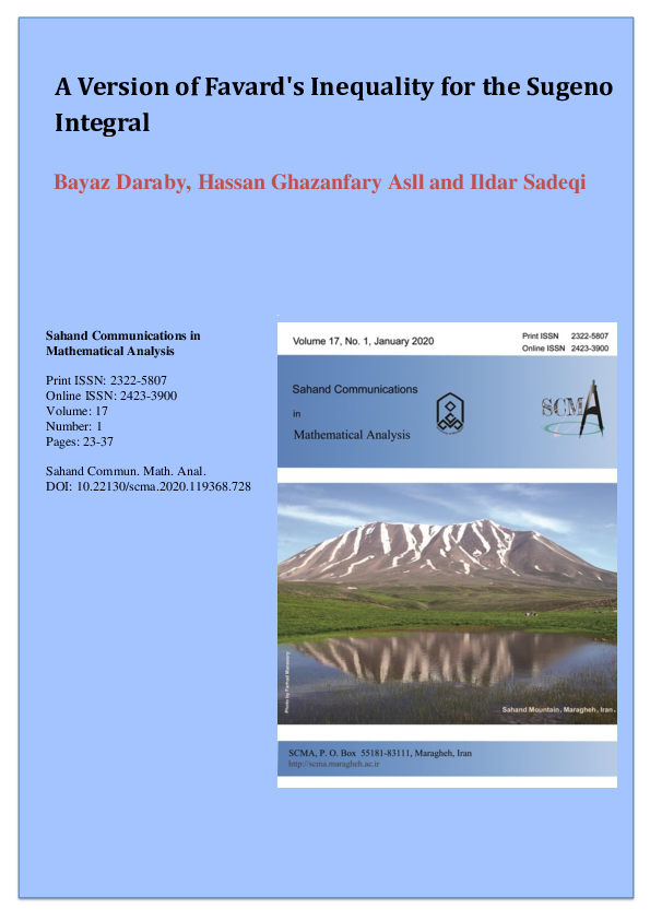 (PDF) A Version of Favard's Inequality for the Sugeno Integral Sahand ...