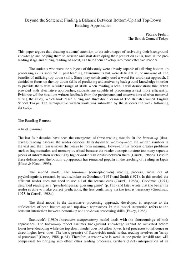 (PDF) Beyond the Sentence: Finding a Balance Between Bottom-Up and Top ...