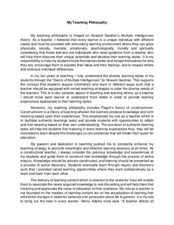 (PDF) My Teaching Philosophy