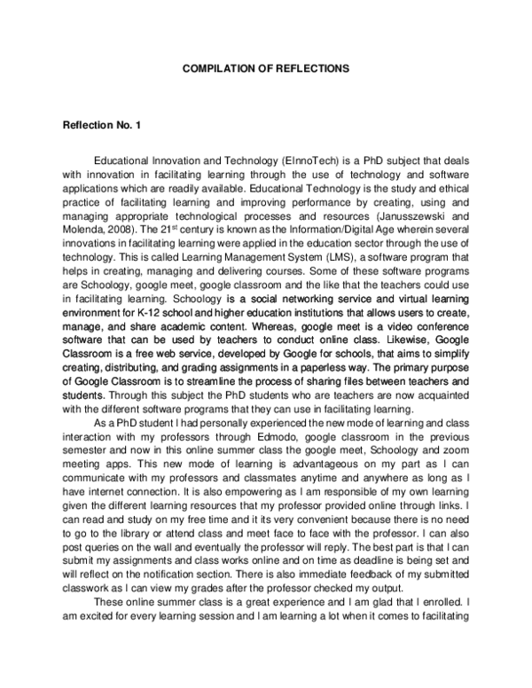 (PDF) COMPILATION OF REFLECTIONS