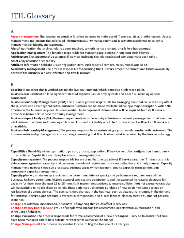 (DOC) ITIL Glossary