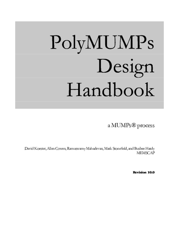 (PDF) PolyMUMPs Design Handbook a MUMPs® process