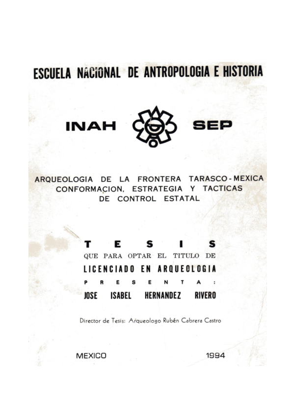 (PDF) Arqueología de la frontera tarasco-mexica. Tesis ENAH 1994 José ...