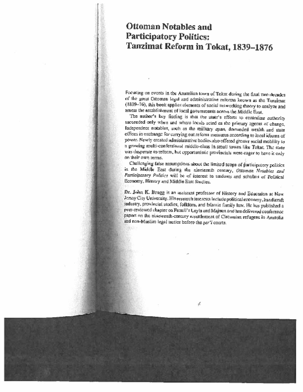 (PDF) Ottoman Notables and Participatory Politics: Tanzimat Reform in ...