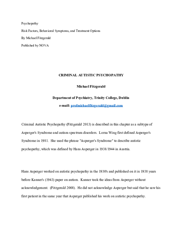 (DOC) Psychopathy Risk Factors, Behavioral Symptoms, and Treatment ...