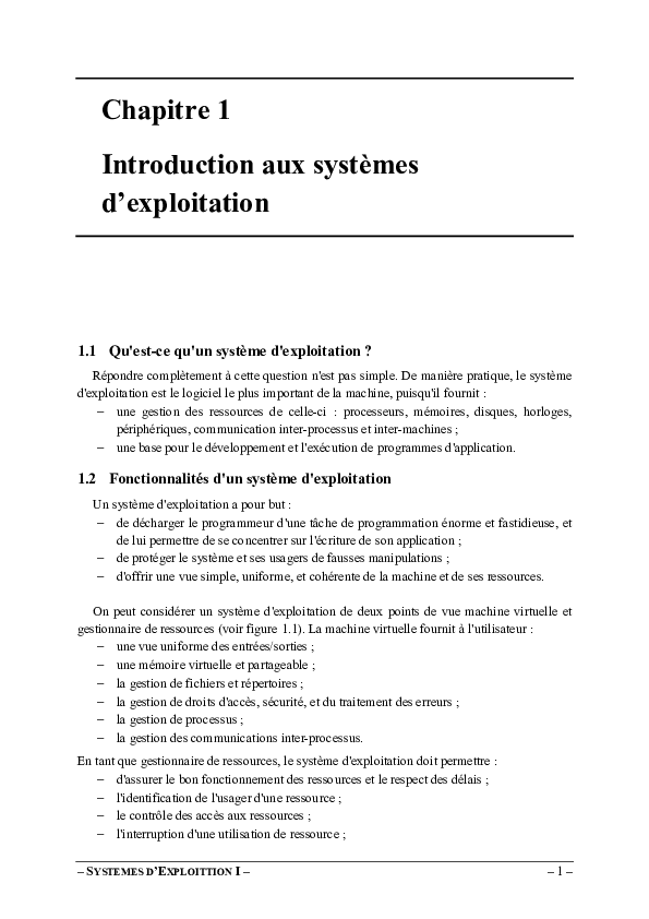 Pdf Introduction Aux Systèmes Dexploitation