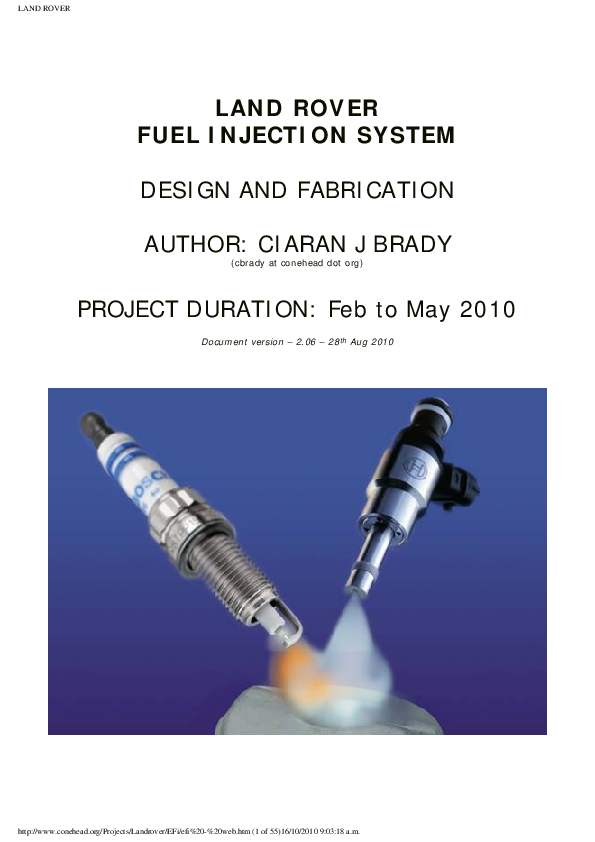 (PDF) LAND ROVER FUEL INJECTION SYSTEM DESIGN AND FABRICATION